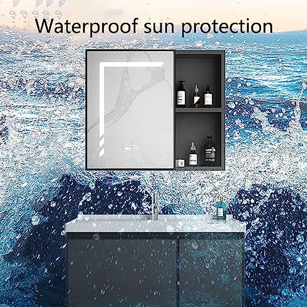 Bathroom Sink Cabinet,Bathroom Vanity with Sink,Modern Undermount Small Single Bathroom Cabinet Set,Bathroom Vanity and Sink Combo,Small Bathroom Vanity Wall Mounted ( Color : Artificial stone , Size