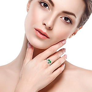 Talonior Irish Clover Ring for Women Sterling Silver St Patricks Day Gifts Shamrock Four Leaf Jewelry Green Holiday Prom Rings Size 8