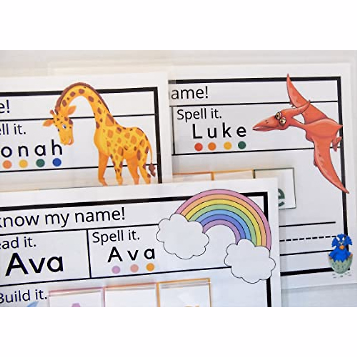 Personalized Dry Erase Name Mat Montessori Preschool Learning Activity (Pastel Rainbow)
