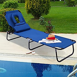 ZLXDP Patio Foldable Chaise Lounge Chair Bed Outdoor Beach Camping Recliner Pool Yard Adjustable Positions