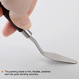 HARFINGTON 4pcs No.5 Palette Knives 14mm Width Stainless Steel Small Pointy Spatula Painting Pallet Knife with Wood Handle for Oil Acrylic Canvas Mixing Spreading, Red