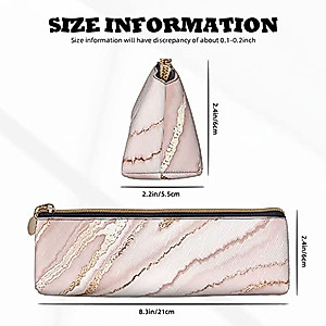 Pink Rose Gold Marble Pencil Case Women Pen Pouch Simple Carrying Box for Adult With Smooth Zipper Durable Lightweight for Office Organizer Storage Bag