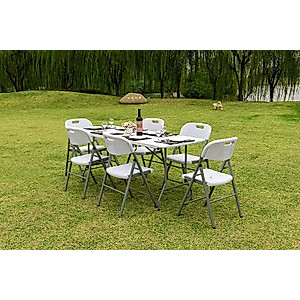 CaliGreen Tools Portable Utility Camping Folding Table, 6 Feet,White