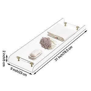 Bathtub Tray,31" Clear Acrylic Bathtub Caddy Tray Bath Tray with Gold Handle,Luxury Bathtub Tray,Bathroom Tray Tub Rack,Table Caddy Tray,Bathroom Accessories for Home Spa,Luxury Gift for Women