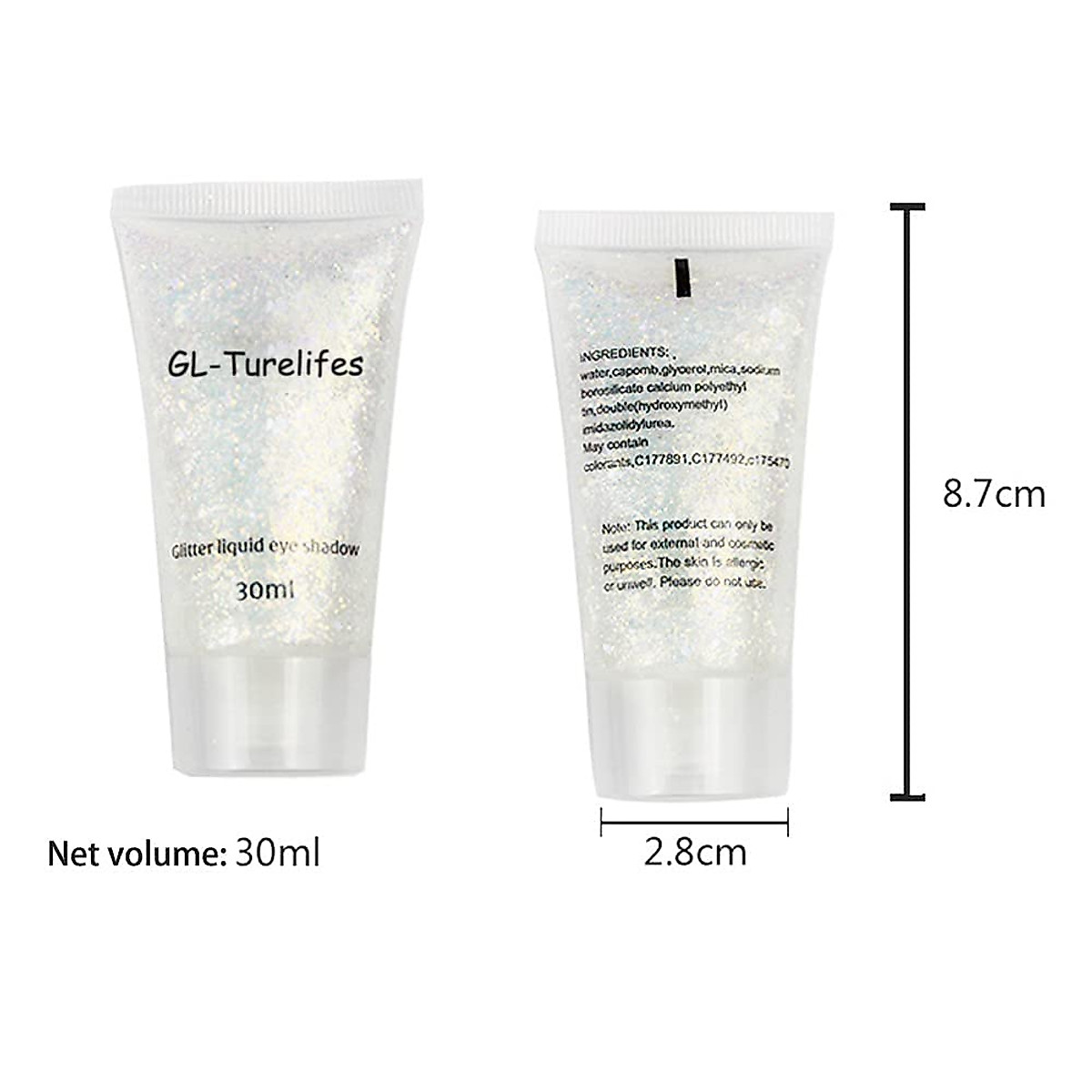 GL-Turelifes 30ml Sequins Chunky Glitter Liquid Eyeshadow Glitter Body Gel Festival Glitter Cosmetic Face Hair Nails Makeup Long Lasting Sparkling Easy to Apply, Easy to Remove (#03 Green)