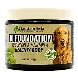 Silver Lining Herbs 10 Canine Foundation - Herbal Blend Supporting Normal Health & Vitality - Natural Canine Supplement for Long-Term Wellness - Supports Liver, Kidneys, Digestive Tract - 2 Ounce Jar