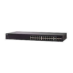 Cisco SF350-24 Managed Switch | 24 10/100 Ports | 4 Gigabit Ethernet (GbE) Combo SFP | Limited Lifetime Protection (SF350-24-K9-NA)