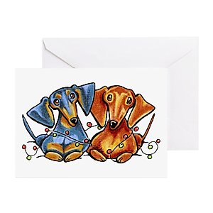 CafePress Dachshund Christmas Greeting Cards Greeting Card (20-pack), Note Card with Blank Inside, Birthday Card Matte