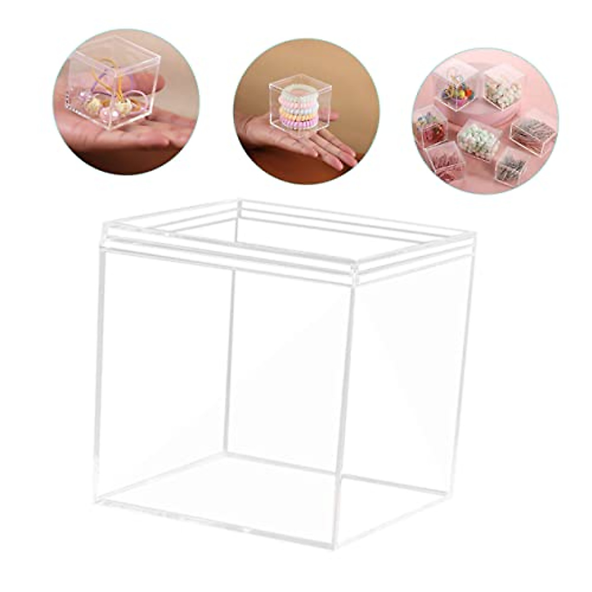 12pcs Items Cm Cases with Mini Container Showcase Candy Lid Cube Clear for Collectibles Storage Small Treat Stackable Plastic Cubes Display Square Case Acrylic Jewelry Containers