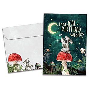 Tree-Free Greetings - Birthday Cards - Artful Designs - 1 Card + Matching Envelopes - Made in USA - 100% Recycled Paper - 5"x7" - Magical Wishes (GO65331)