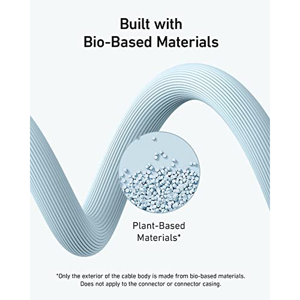 Anker 543 USB C to USB C Cable (140W 6ft), USB 2.0 Bio-Based Charging Cable for MacBook Pro 2020, iPad Pro 2020, iPad Air 4, Samsung Galaxy S21, and More (Misty Blue)