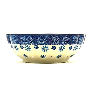 Polish Pottery Bowl - Shallow Scalloped - Small - Bluebird