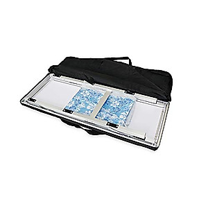 (USA Company) Patented Folding Portable Party Bar w/Multi-Color LED Lights, Black & Hawaiian Bar Skirts, and Storage Shelf