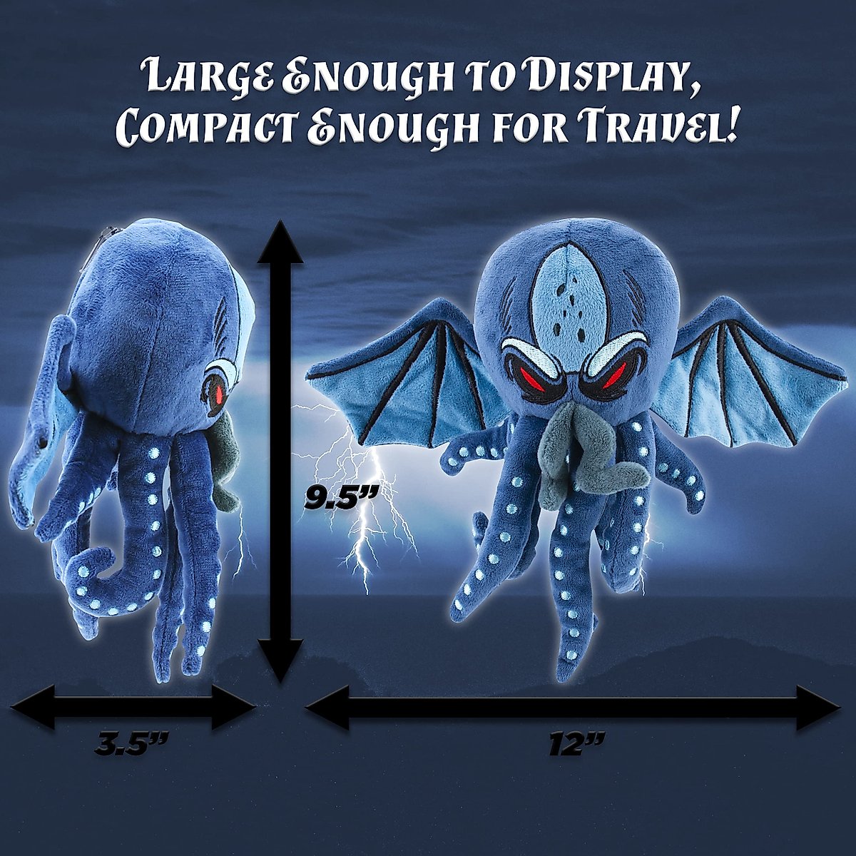 CASEMATIX Soft Dice Case and Dice Holder with 7 Included RPG Dice - 9.5" Sea Monster Figure with Dice Storage Zipper Compartment for up to 21 Dice, Protective Novelty Dice Container for Tabletop Dice