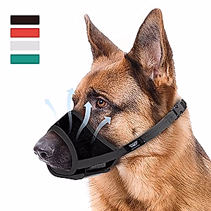 Dog Muzzle for Medium Dogs, Dog Muzzle for Large Dogs Biting, Soft Nylon Muzzle Anti Biting Barking Chewing,Air Mesh Breathable Drinkable Adjustable Pet Muzzle for Medium Large Dogs L Black