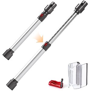Extendable Quick Release Wand Compatible with Dyson V7 V8 V10 V11 V15 Extension Wand, Saving 18 to 27 Inch, Vacuums Attachment Extension Tube Replacement for Dyson Wand Stick Vacuum Cleaners(Silver)
