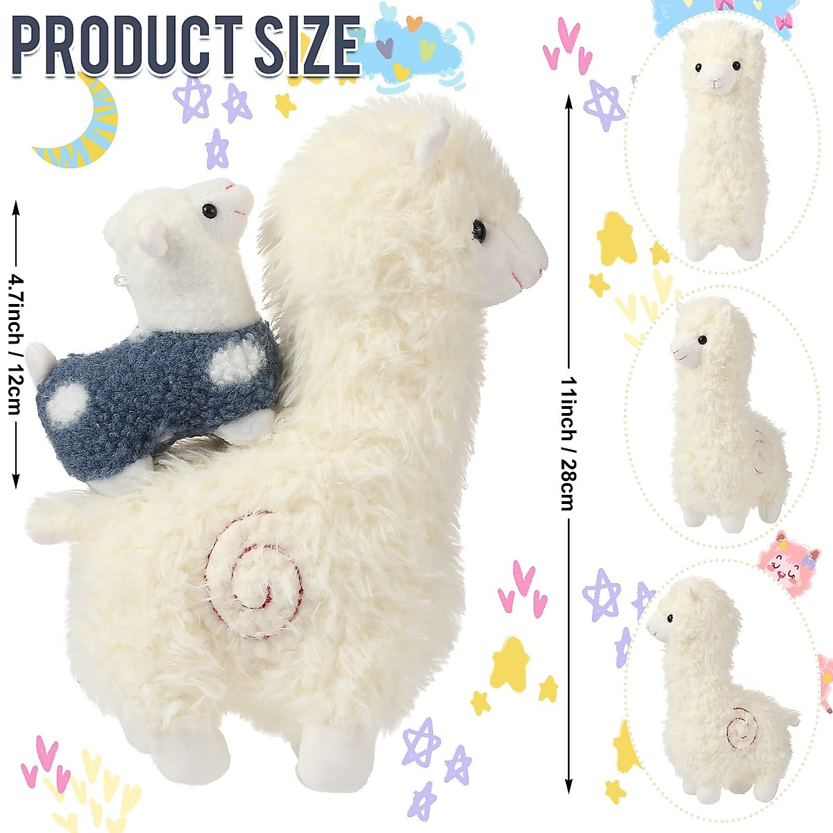 Civaner Valentine's Day Gift Llama Stuffed Animal with 4 Baby Llama Cute Alpaca Plush Set Kawaii Alpaca Soft Pillow Party Favor for Kids Girl Mardi Gras Easter Birthday Anniversary Student Home Decor