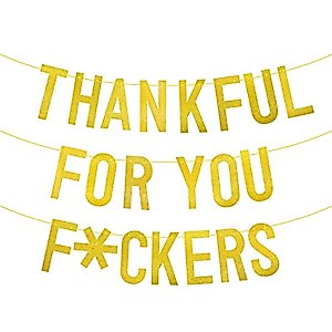 Thankful for You Banner, Glitter Thanksgiving Banner for Mantel Font Porch, Thanksgiving Banner Decorations, Fall Thanksgiving Party Decorations, Indoor Home Thanksgiving Decorations ( Pre-Assembled )