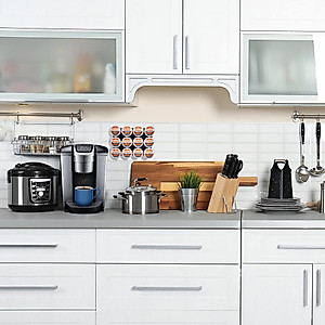 Adhesive Wall Mounted 12 Slot Coffee Pod Holder and Organizer. Space Saving Storage Rack Compatible with K Cups Saves Room in Drawers, Cupboards and Counters to Keep Coffee Station and Kitchen Neat