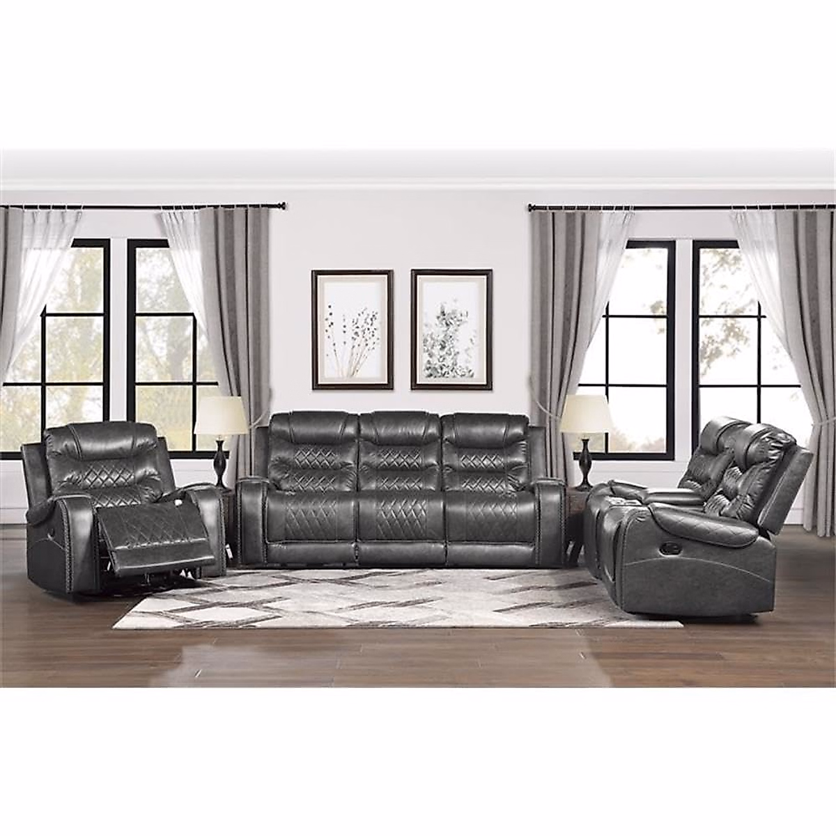 Lexicon Derringer Wall Hugger Manual Double Glider Reclining Loveseat, Gray