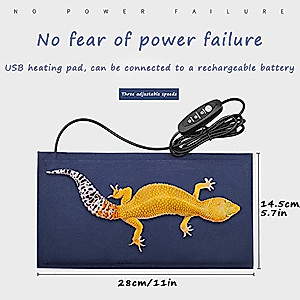 Small Reptile Heating Pad Reptile Heat Pad, 3 Level Adjustable Temperature USB Heating Pad Reptiles Heating Mat, Terrarium Heat Mat Heating Pad For Hamster/Rabbit/Lizard/Frog/Spider,11x5.7inch