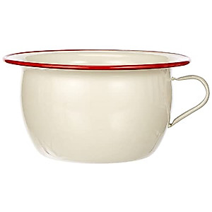 IBILI Chamber Pot 3,5 l of Enamelled Steel in White/red, 24 x 24 x 5 cm