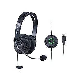 Discover D722U Noise Reducing USB Wired Headset | Compatible with Computer Softphone Apps Like RingCentral, Teams, Zoom, Google, GoTo, Cisco and More