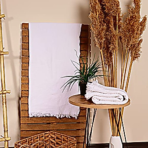 PÜSKÜL - Muslin Towel for Adult, Extra Soft 100% Turkish Cotton Muslin Towels, Muslin Towel for Beach, Lightweight Bath Towel Muslin (White, 2)