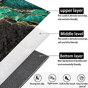 Modern Abstract Marble Texture Area Rug for Living Room Black Green Large Throw Rugs Contemporary Gold Swirl Non Skid Floor Carpet Bedside Mat,5'x8'