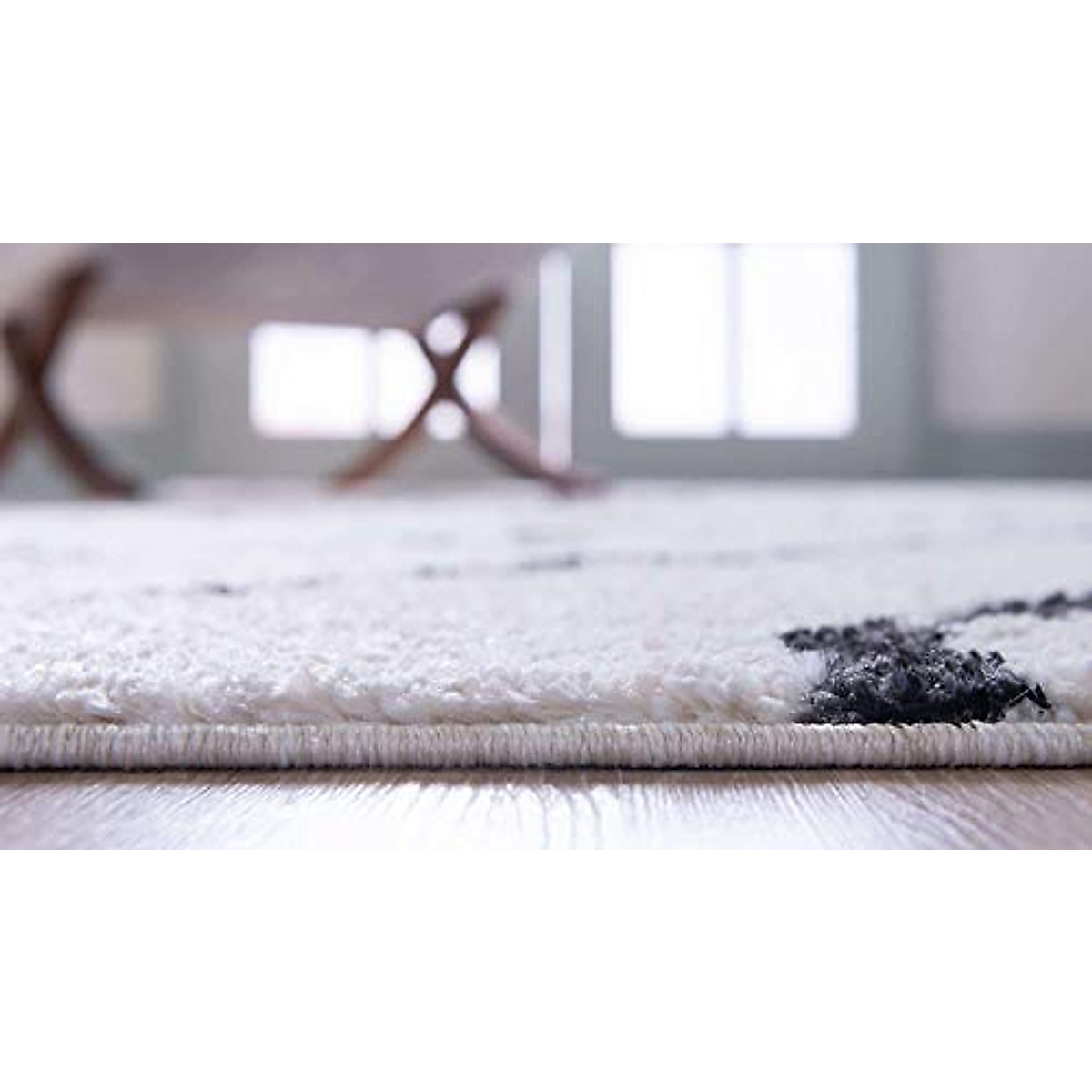Unique Loom Morocco Collection Tribal, Southwestern, Bohemian Area Rug, 5' 0" x 8' 0", Ivory/Black