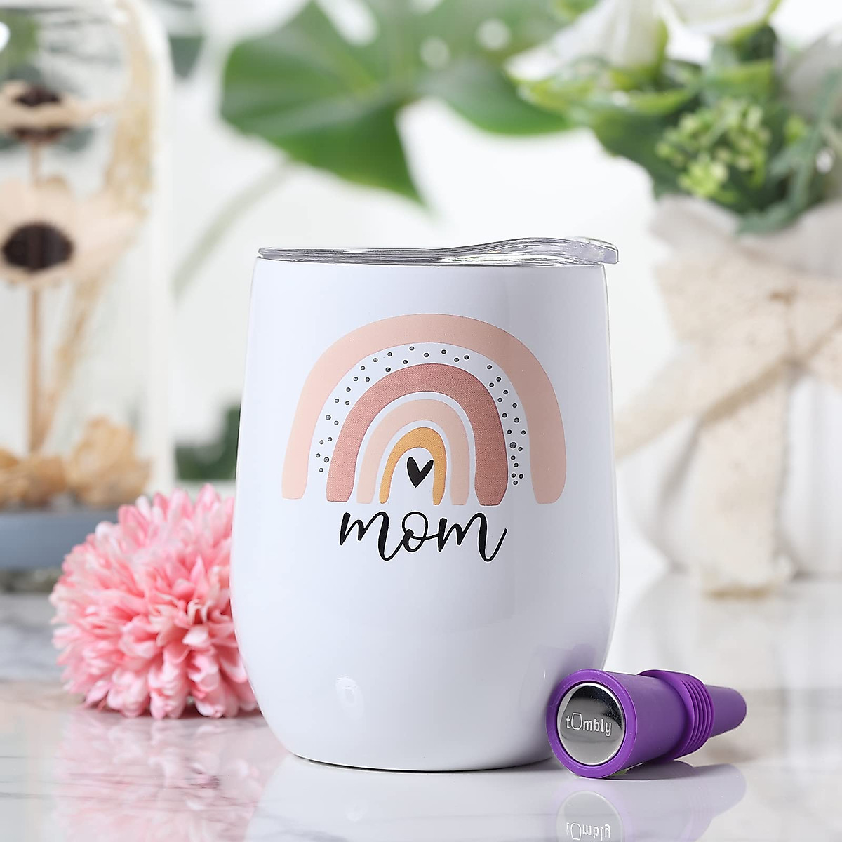 Mom Tumbler -12oz - Mom Cup - New Mom Gifts- Mom Wine Glass - Birthday Gifts for Mom from Daughter, Son, Kids - Christmas Gifts for Mom - Mom Mug - Gift Ideas for New Moms, First Time Moms