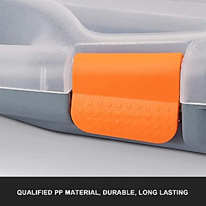 Makitoyo Hardware Storage Box Tools Organizer Container with Handle and Clear Lid, 21 Adjustable Compartments and 2 Fixed Sections,Perfect for Screws,Nuts, Bolts and Small Parts,15"L x 12.9"W x 2.9"H