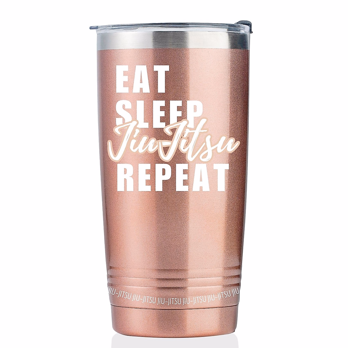 Onebttl Jiu jitsu Gifts for Women, Travel Mug for Jiu-Jitsu Lovers, Daughters, Instructors - Eat Sleep Jiu-Jitsu Repeat, Stainless Steel 20Oz Tumbler, Rose Gold