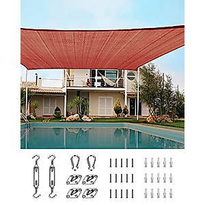 Quictent 24X24FT Large Overzied 185G HDPE Square Sun Shade Sail Canopy 98% UV Block Outdoor Patio Garden with Hardware Kit (24'x24', Terracotta)