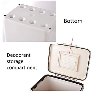 QWEASDF Portable Sealed Trash Can with Lock Cover Handles Deodorant Storage Compartment Pressure Ring Design Plastic Garbage Can for Kitchen and Household Waste Bin,Khaki