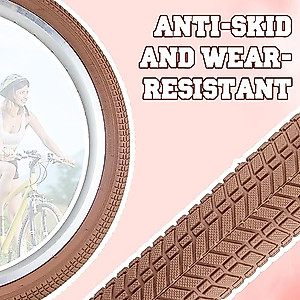 WEEROCK 20 Inch Bicycle Tire 20 * 2.125,Bike Tyre for BMX, MTB Mountain Bike,Child Kid Bike,Tricycle,Crusier Bicycle, Brown