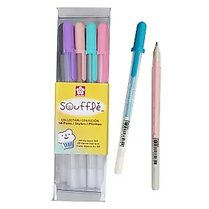 SAKURA 3D Soufflé Pen - 3-D Pen for Lettering, Drawing, Line Borders, Ornaments, & More - Opaque White and Pastel Ink Colors - 16 Pack