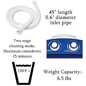 BaggySacky One-cylinder 7LB Portable Washing Machine with Spinner Timer Control and drainage for Small or Children Clothes in Apartment RV Travel Blue