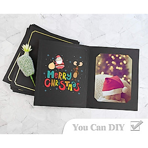Golden State Art 50 Pack, Black with Gold Lining, Cut Corner Photo Folders for 6x8/8x10 Pictures, Perfect for Weddings, Birthdays, Christmas, Graduation, and Special Events