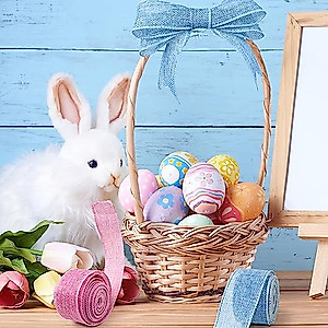 Mlurcu Burlap Ribbon Wired Ribbon 1-1/2 Inch Wide Burlap Wired Ribbon 6 Rolls 30 Yards Solid Fabric Metal Wire Edge Ribbon for Crafts Gift Wrapping Wreaths Bows Making Easter Christmas Decorations