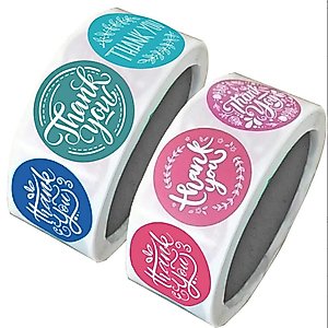 1000pcs Thank You Stickers with 2 Colors&8 Designs 1.0” Thank You for Supporting My Small Business Sticker Gold Foil Pink Blue Thank You Stickers Labels for Business