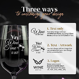 Custom 17oz Stemmed Wine Glass with Your Custom Logo Design or Personalized Text - Permanent Laser Engraving - Wedding Favors, Corporate Gifts, Birthdays, Parties or Events