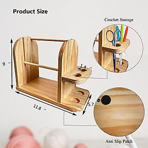 Viredelo Yarn Holder Dispenser for Crocheting,Crochet Yarn Holder,Twizzter Portable Yarn Holder,Yarn Ball Holder Double Revolving for Crochet Knitting,Handmade Wood Yarn Dispenser