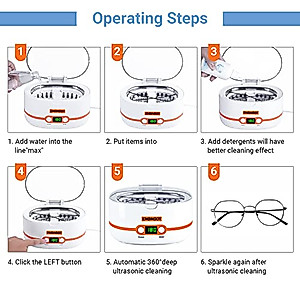 Ultrasonic Jewelry Cleaner, ENGiNDOT 600ML Professional Ultrasonic Cleaner Machine, Portable Household Cleaning Machine With Five Digital Timer for Eyeglasses, Watches, Earrings, Ring, Necklaces,Coins