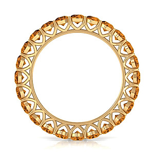 Citrine Wedding Anniversary Eternity Ring for Women, AAA Quality, Stackable Gemstone Jewelry, 14K Yellow Gold, Size:US 8.50