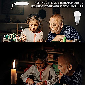 Rechargeable Emergency LED Bulb JackonLux Multi-Function Battery Backup Emergency Light For Power Outage Camping Outdoor Activity Hurricane 9W 800LM 60W Equivalent Soft White 3000K E26 120 Volt 1 Pack