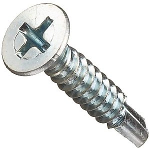 Small Parts Steel Self-Drilling Screw, Zinc Plated Finish, Flat Head, Phillips Drive, 2-1/2" Length, #10-16 Threads (Pack of 100)