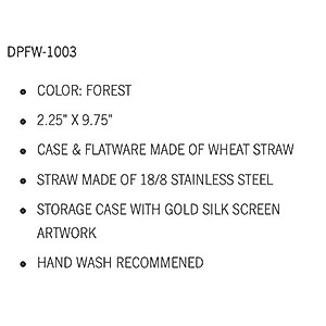 Designworks Ink Reusable Cutlery Set Utensils for Lunch Box, 7-Piece, Forest Green - Eco Maniac Plastic Flatware with Forks, Spoon, Knife, Chopsticks, Metal Straw in Portable Travel Case