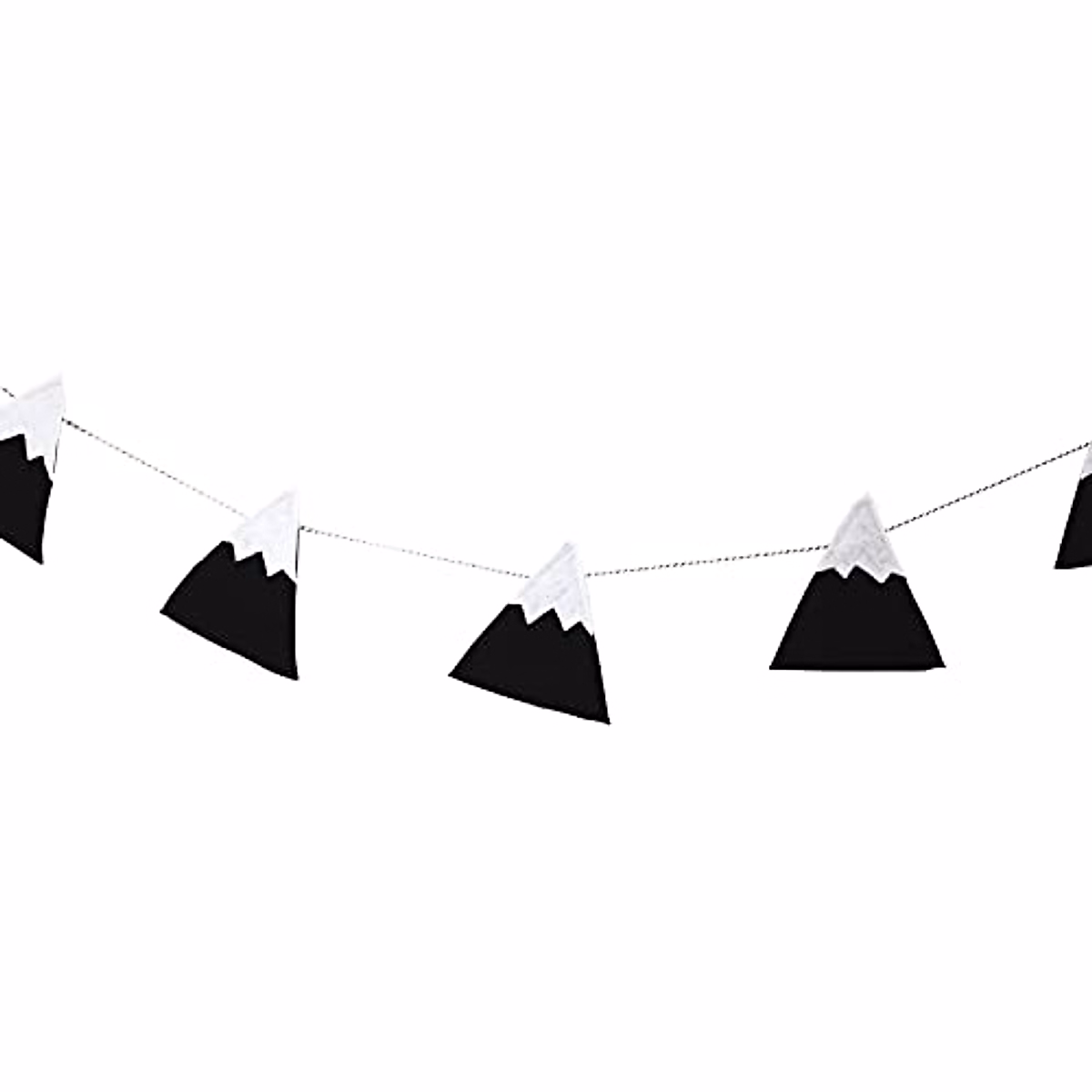 ELLA & MAX Kids Nursery Decor Mountain Garland Banner Black Felt Bunting, Woodland Theme Nursery, Rustic Nursery Decor. Handmade in USA.