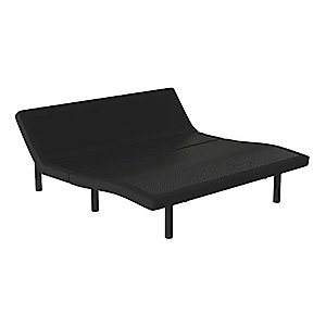 Flash Furniture Selene Adjustable Bed Base-Black Anti-Skid Upholstery-Height Adjustable Legs-Programmable Wireless Remote-Independent Head/Foot Incline-King